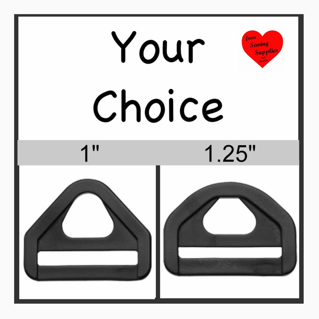 20 PIECES - 1" or 1 1/4" - 6 Angle Slotted D Ring - Black Plastic Heavy ...