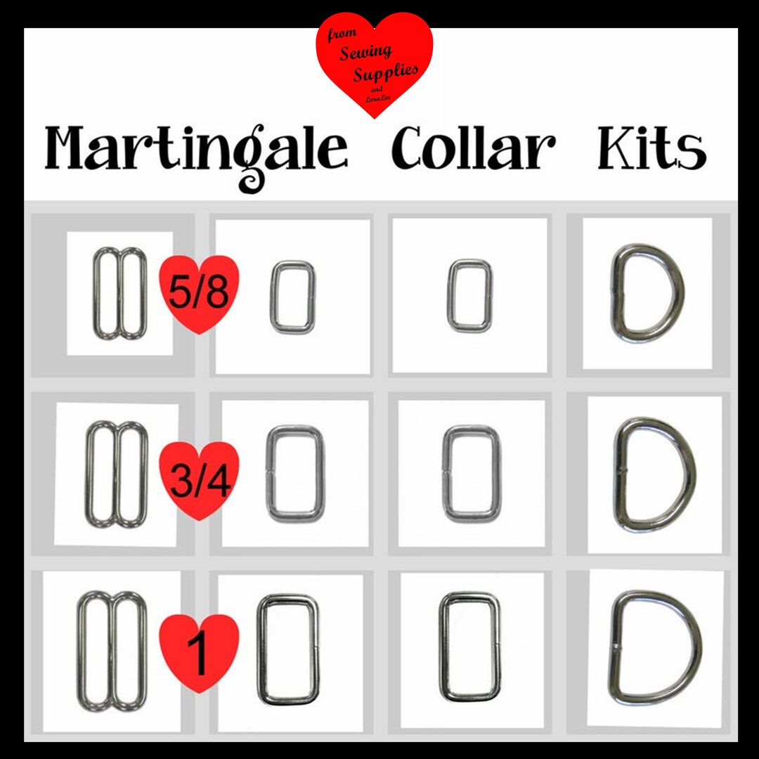 5 SETS Regular or Wide Mouth Adjuster Martingale Dog Collar Kits Nickel ...