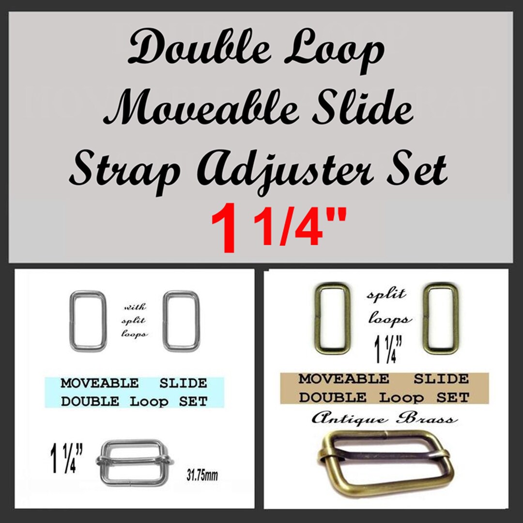 5 DOUBLE Loop SETS 1 1/4 Moveable Tri Bar Slide Nickel Plate or Antique ...