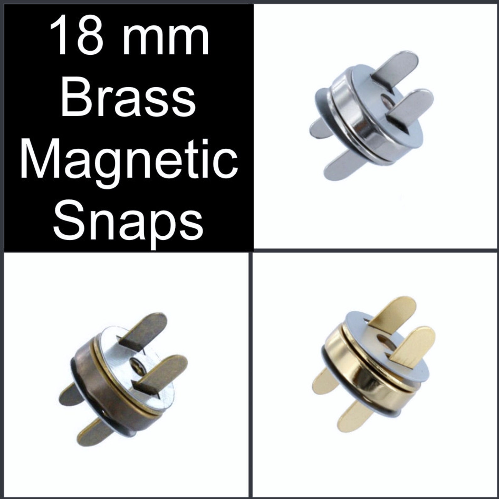 10 SETS MAGNETIC Brass SNAPS With Washers You Choose Size | Etsy