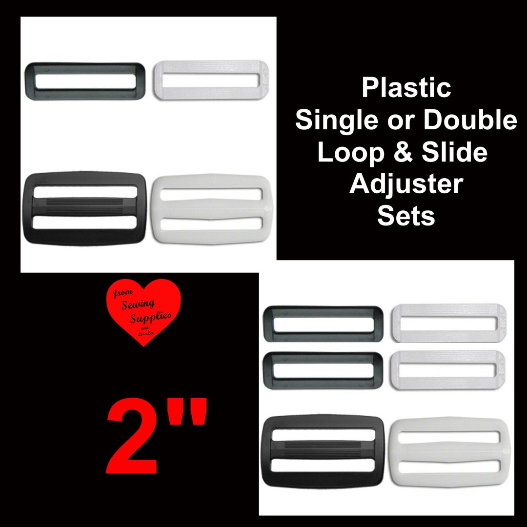 10 SETS 2 Plastic Tri Bar Slide and Loop Set, Tri Bar Black or White ...