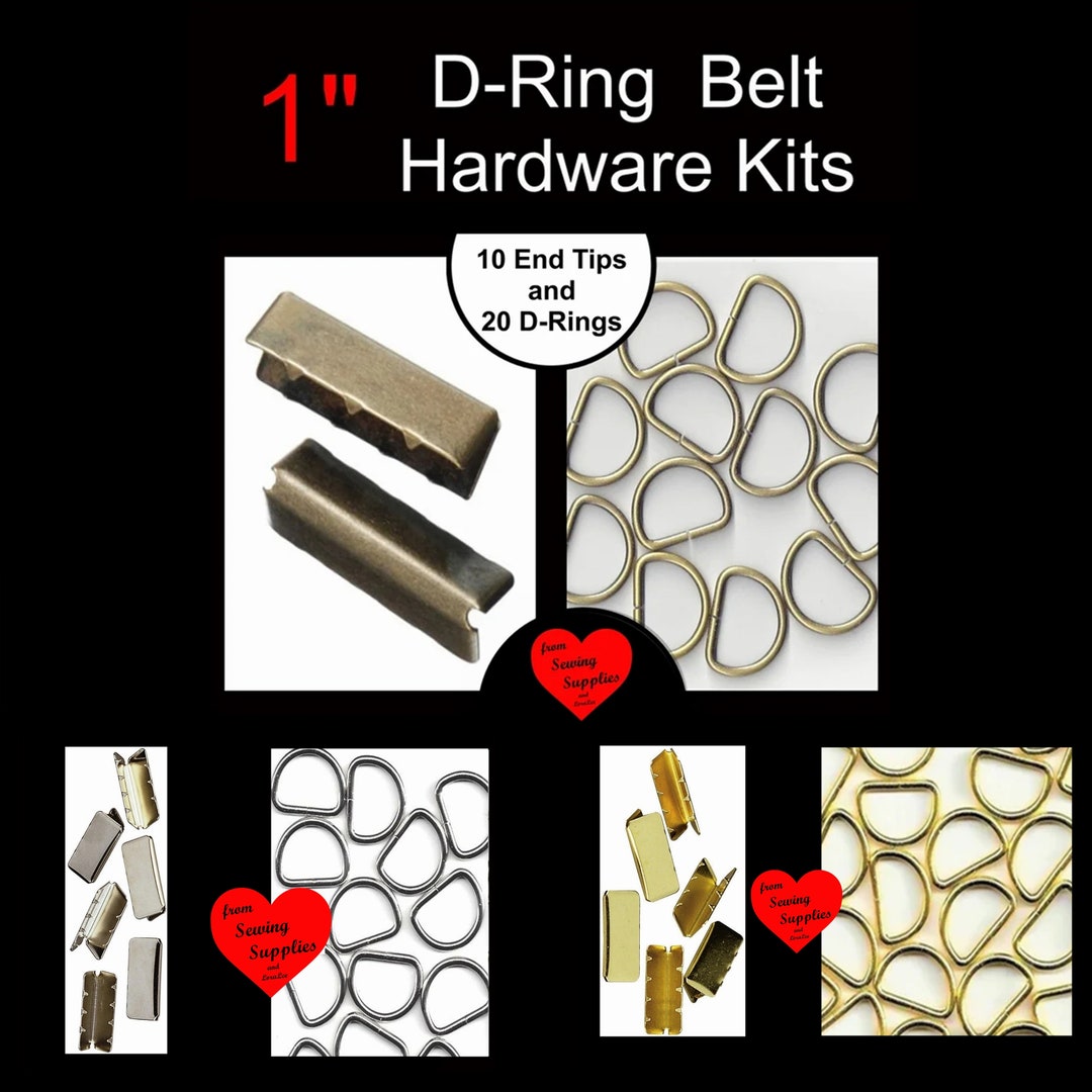 10 SETS 1 D Ring Belt Metal Hardware Kit 20 D Rings and 10 Belt End ...