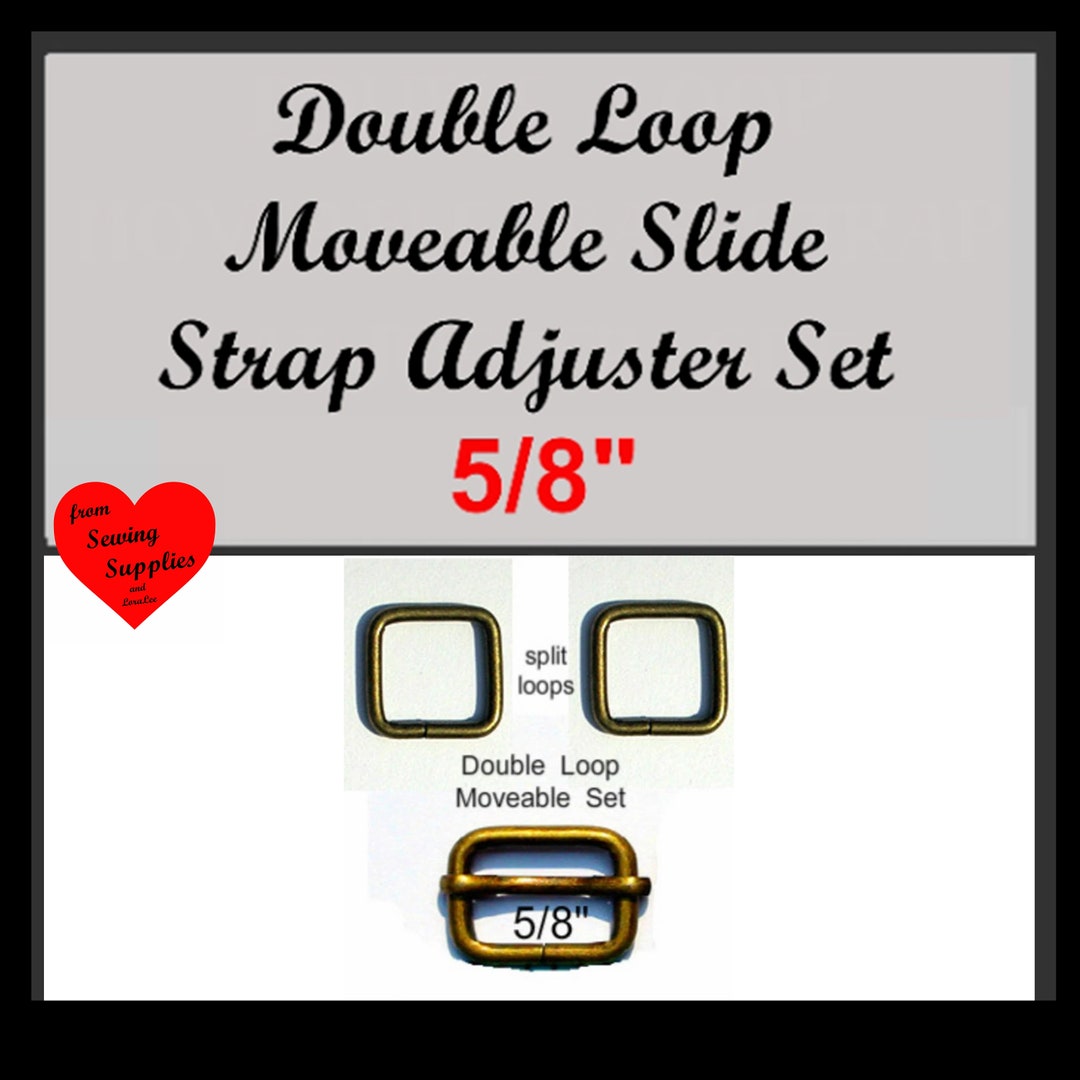 5 or 10 DOUBLE Loop SETS 5/8 Moveable Sliders and 5/8 Inch Square Loops ...