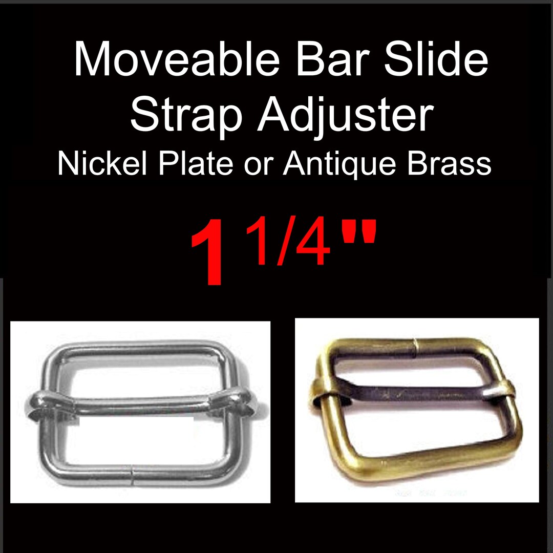 5 PIECES 1 1/4 Moveable Bar Slide, Strap Adjuster Slider Antique BRASS ...