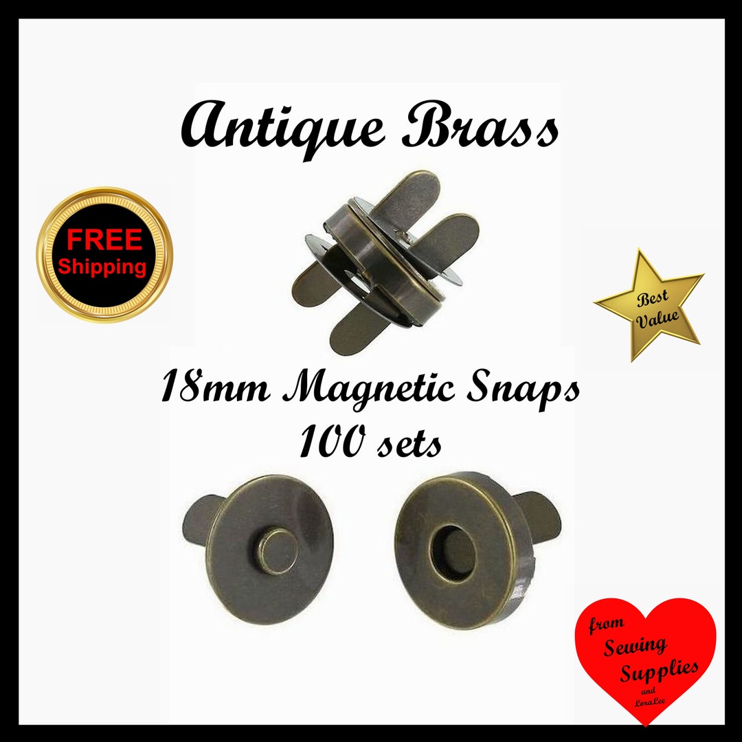 100 SETS Antique Brass MAGNETIC Brass Snaps With Washers 18mm FREE ...