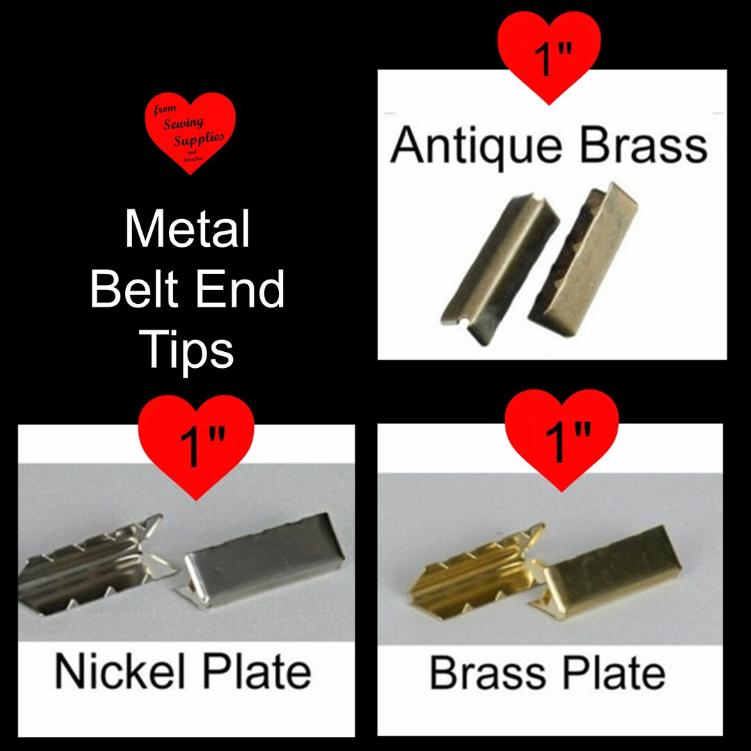 100 Pieces 1 Metal Belt End Tip Your Choice of Finish Nickel or Brass ...