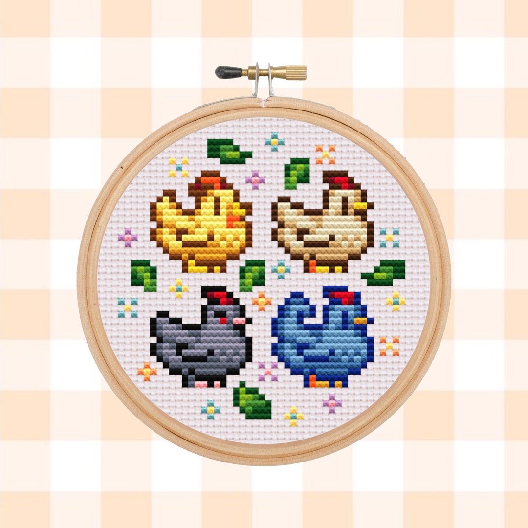 Stardew Valley Chickens Cross Stitch Pattern Cute, Easy, Mini, Pixel ...