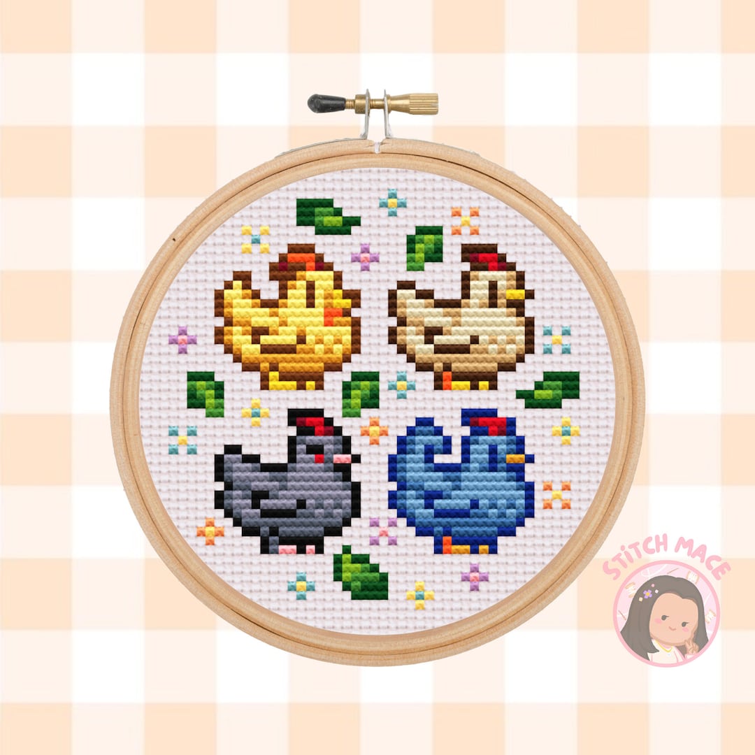 Stardew Valley Chickens Cross Stitch Pattern - Cute, Easy, Mini, Pixel ...