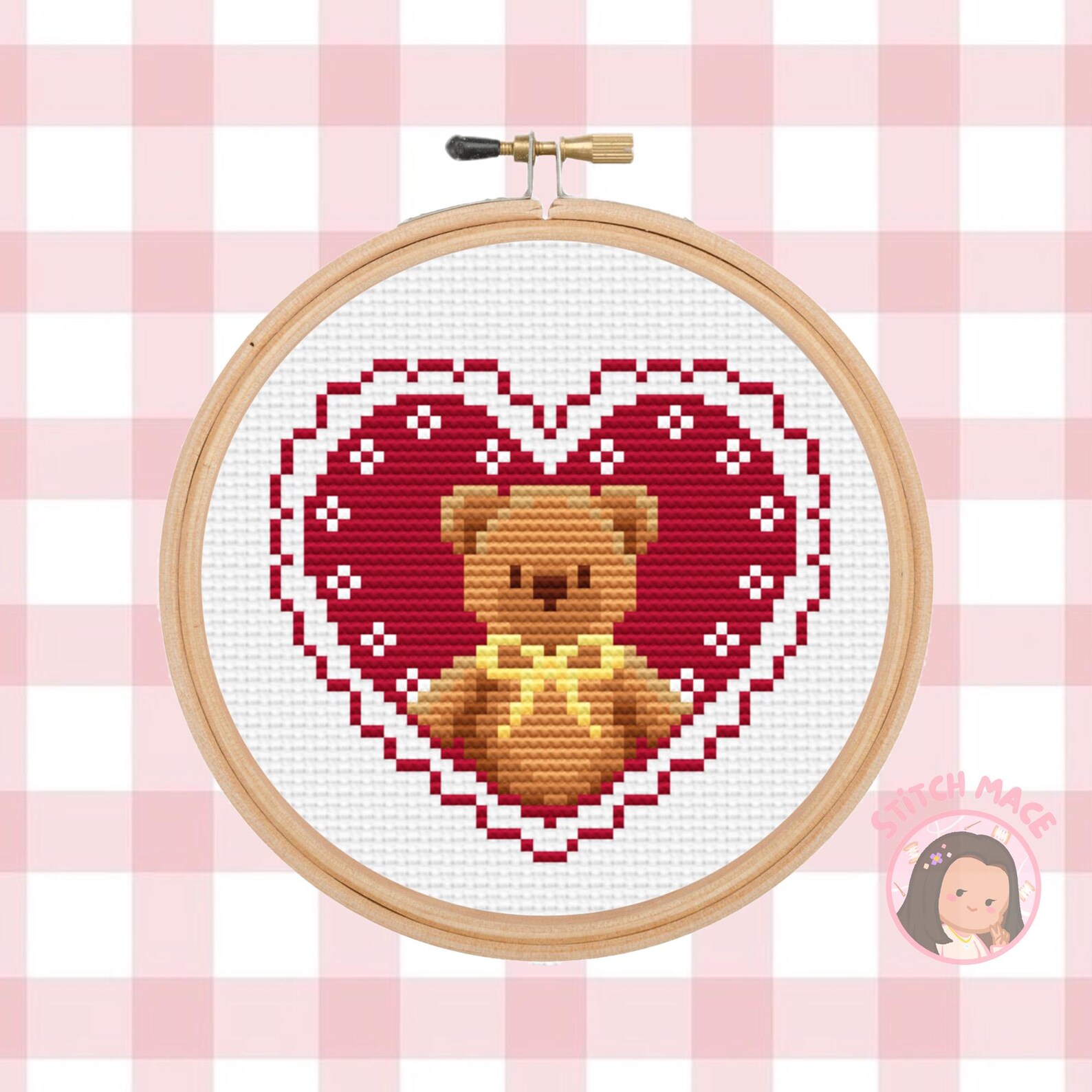 Love You Beary Much Cross Stitch Pattern Teddy Bear, Heart, Valentine ...