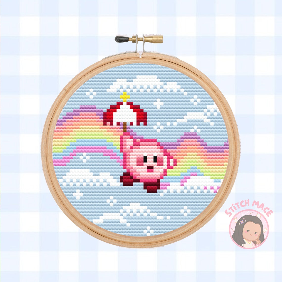 Rainbow Kirby Cross Stitch Pattern - Kawaii, Aesthetic, Cute, Mini ...