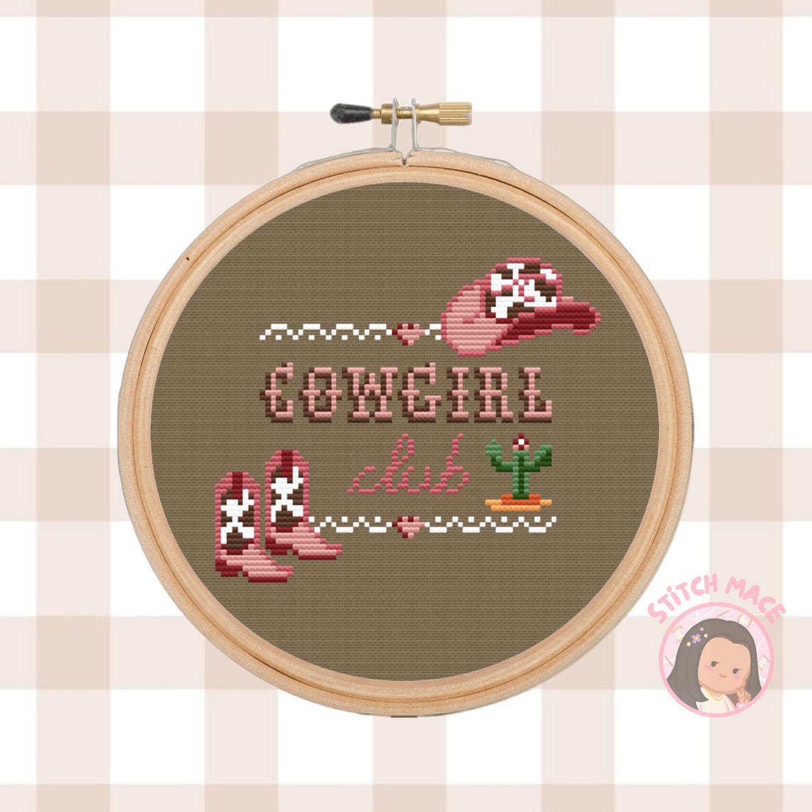 Cowgirl Club Cross Stitch Pattern - Boots, Rodeo, Howdy, Cowboy, Pink ...