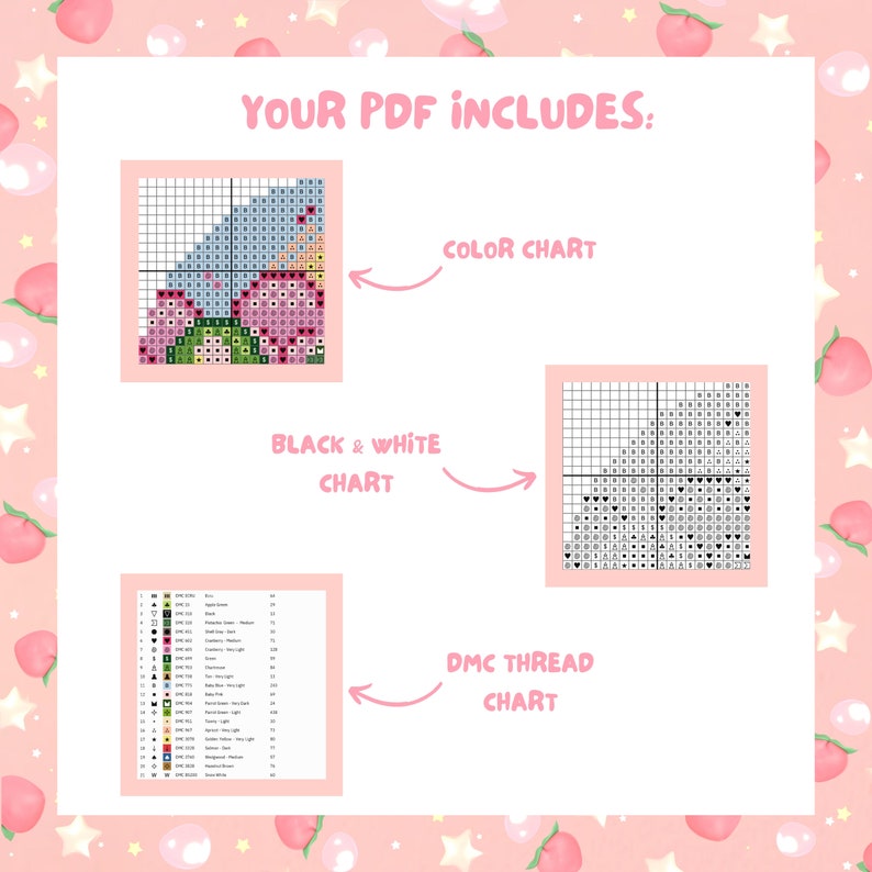 Japanese Desserts Cross Stitch Pattern Kawaii, Mini, Easy, Cute, Pastel ...