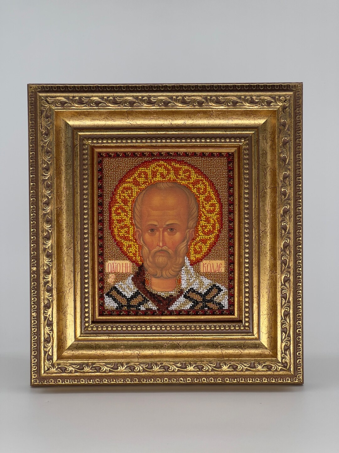 Orthodox Icons Are Made by Hand With Love From Jewelry Beads and Framed ...