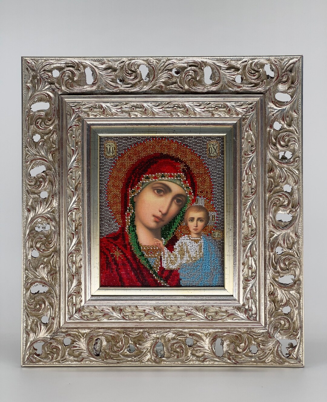 Orthodox Icons Are Made by Hand With Love From Jewelry Beads and Framed ...