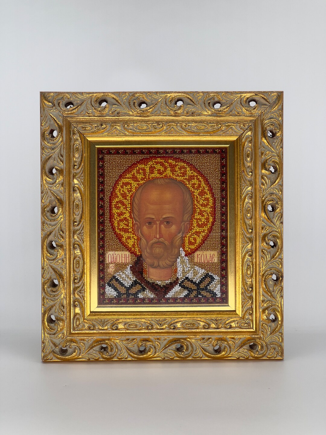 Orthodox Icons Are Made by Hand With Love From Jewelry Beads and Framed ...