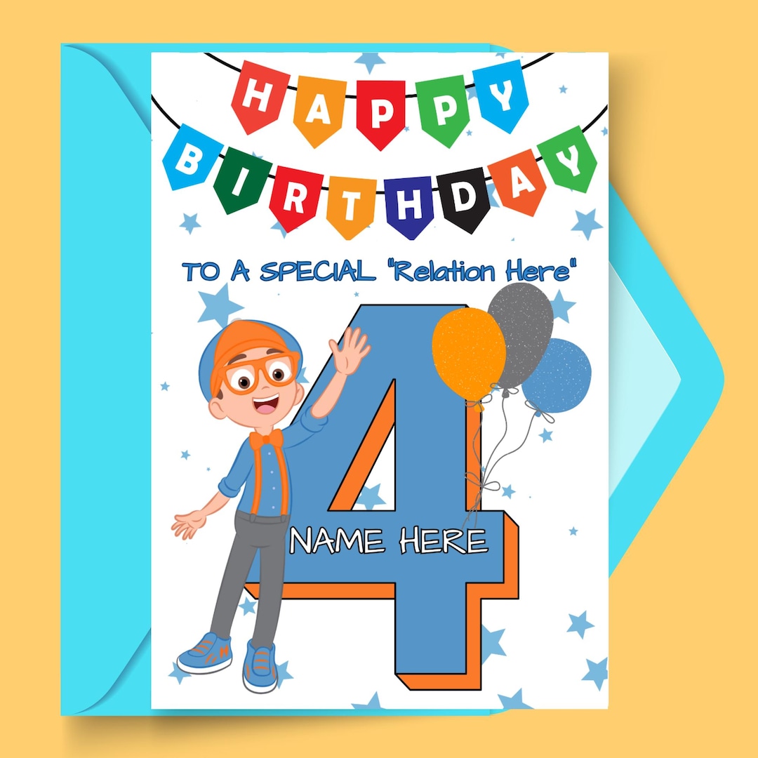 Blippi Themed Personalised Birthday Card. Suitable for All Ages. - Etsy
