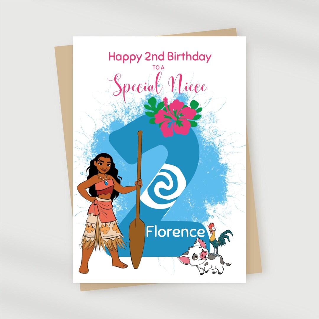 Moana-themed Personalised Birthday Card With the Option to Change the ...