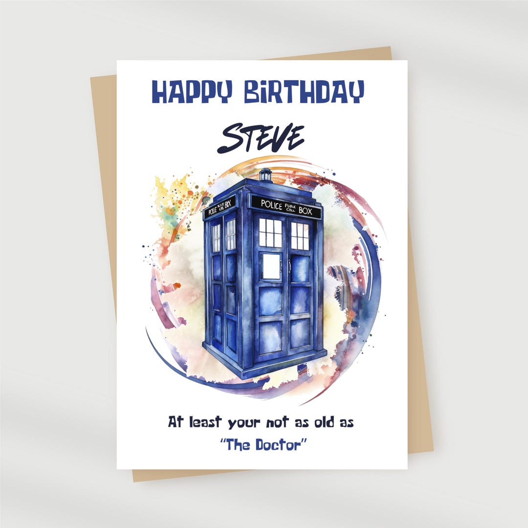Dr Who Inspired Birthday Card, Perfect for Fans of Any Age. Features ...