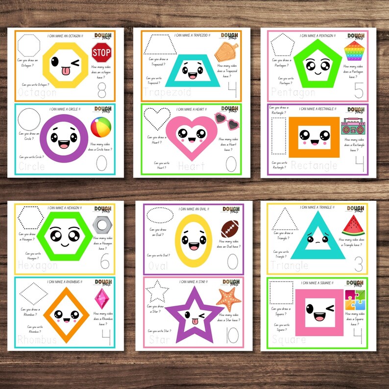 Shapes Play Doh Mats Playdough Activity Toddler Preschool Kindergarten ...