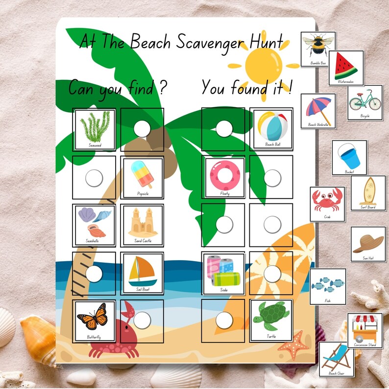 Beach Scavenger Hunt/scavenger Hunt for Kids/customizable/outdoor ...