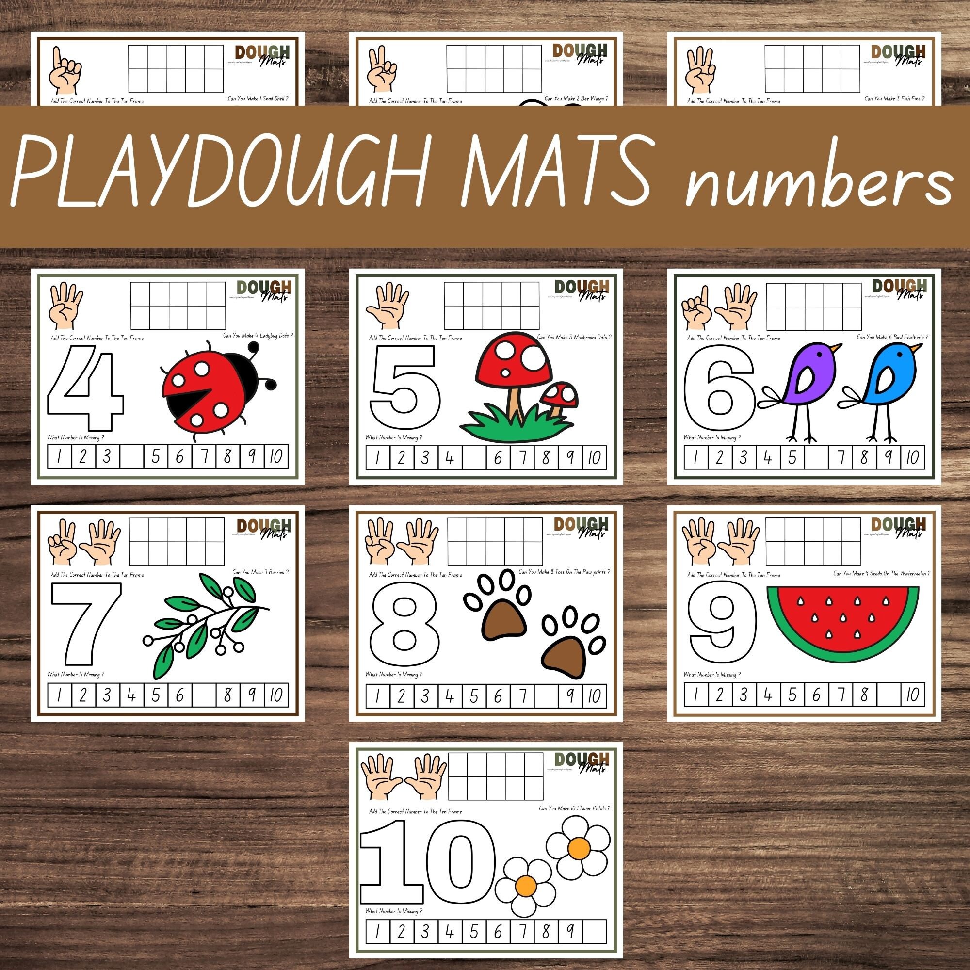 Counting and Numbers Play Dough Mats Printable Preschool Activities ...
