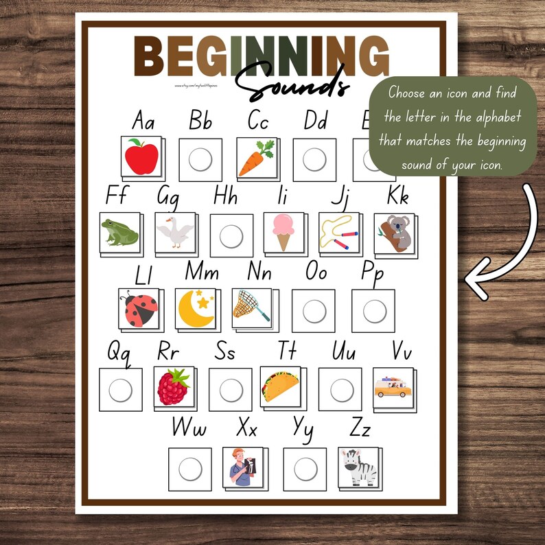 Beginning Sounds, Printable Alphabet Game, Preschool Curriculum ...