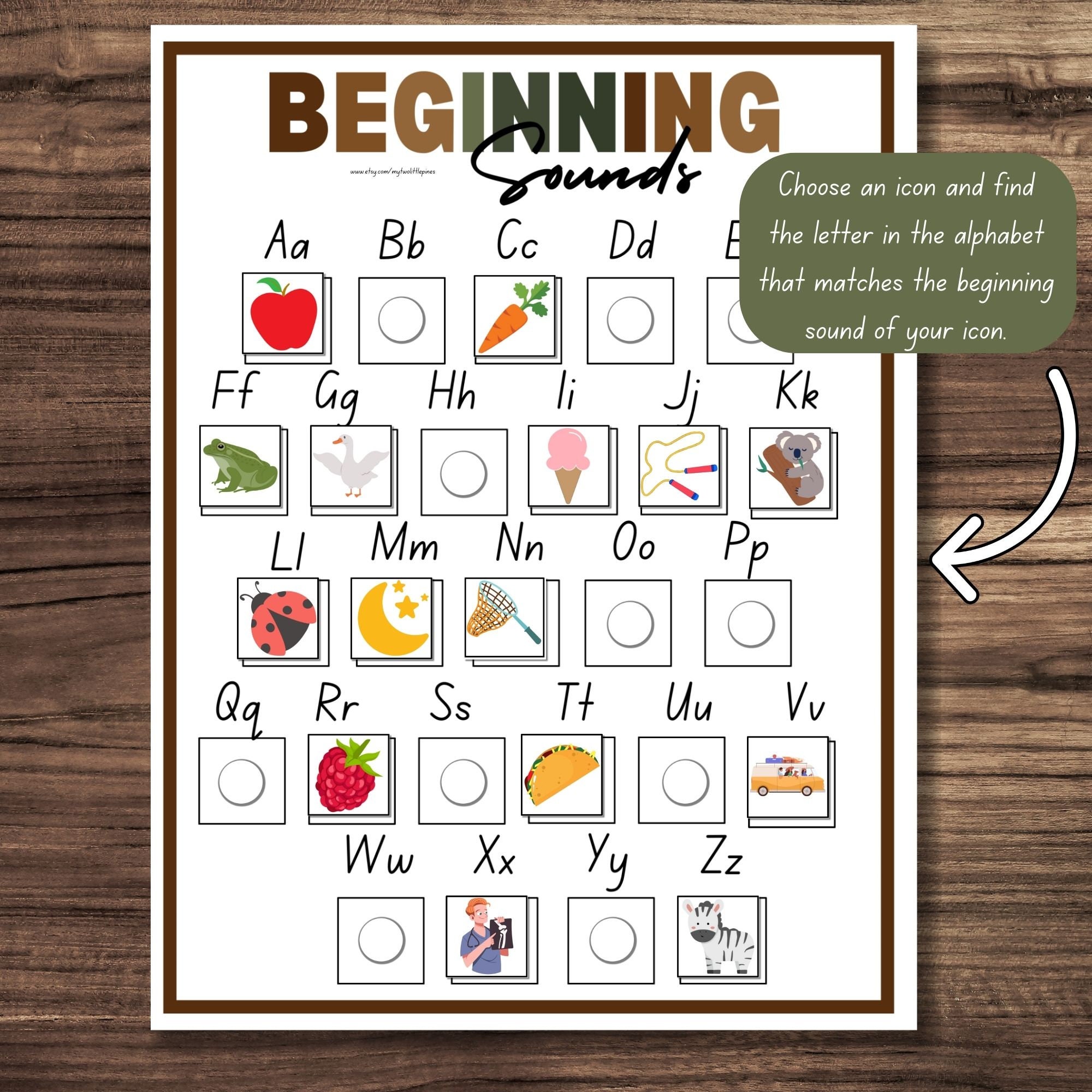 Beginning Sounds, Printable Alphabet Game, Preschool Curriculum ...