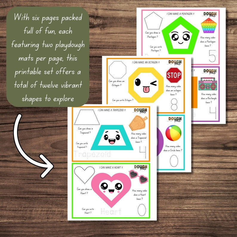 Shapes Play Doh Mats Playdough Activity Toddler Preschool Kindergarten ...