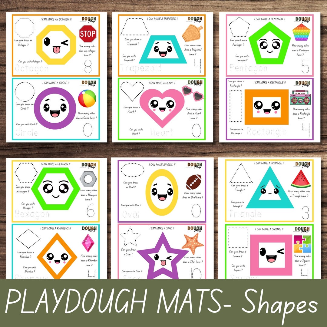 Shapes Play Doh Mats Playdough Activity Toddler Preschool Kindergarten ...