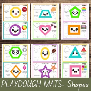 Shapes Play Doh Mats Playdough Activity Toddler Preschool Kindergarten ...