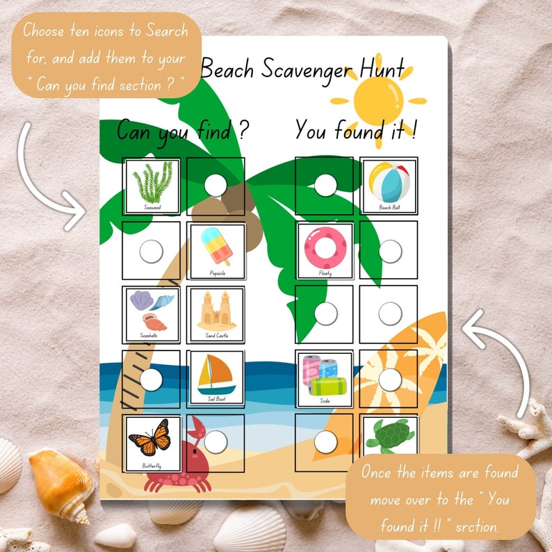 Beach Scavenger Hunt/scavenger Hunt for Kids/customizable/outdoor ...