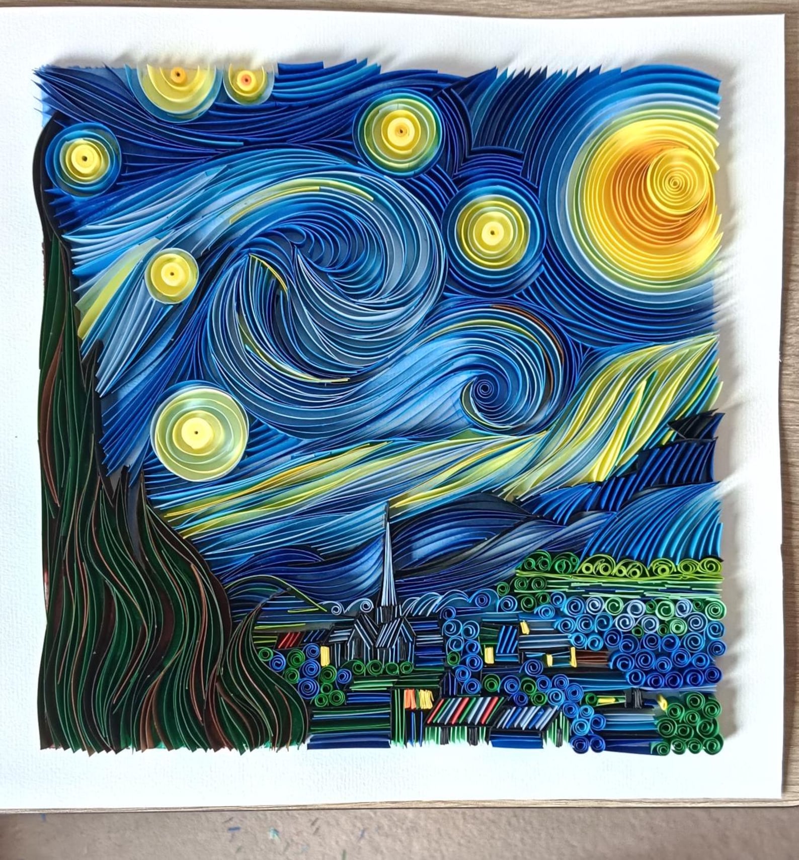 Starry Night : Quilling / Handmade/ Paper Art/ 3D/ Mixed Media - Etsy