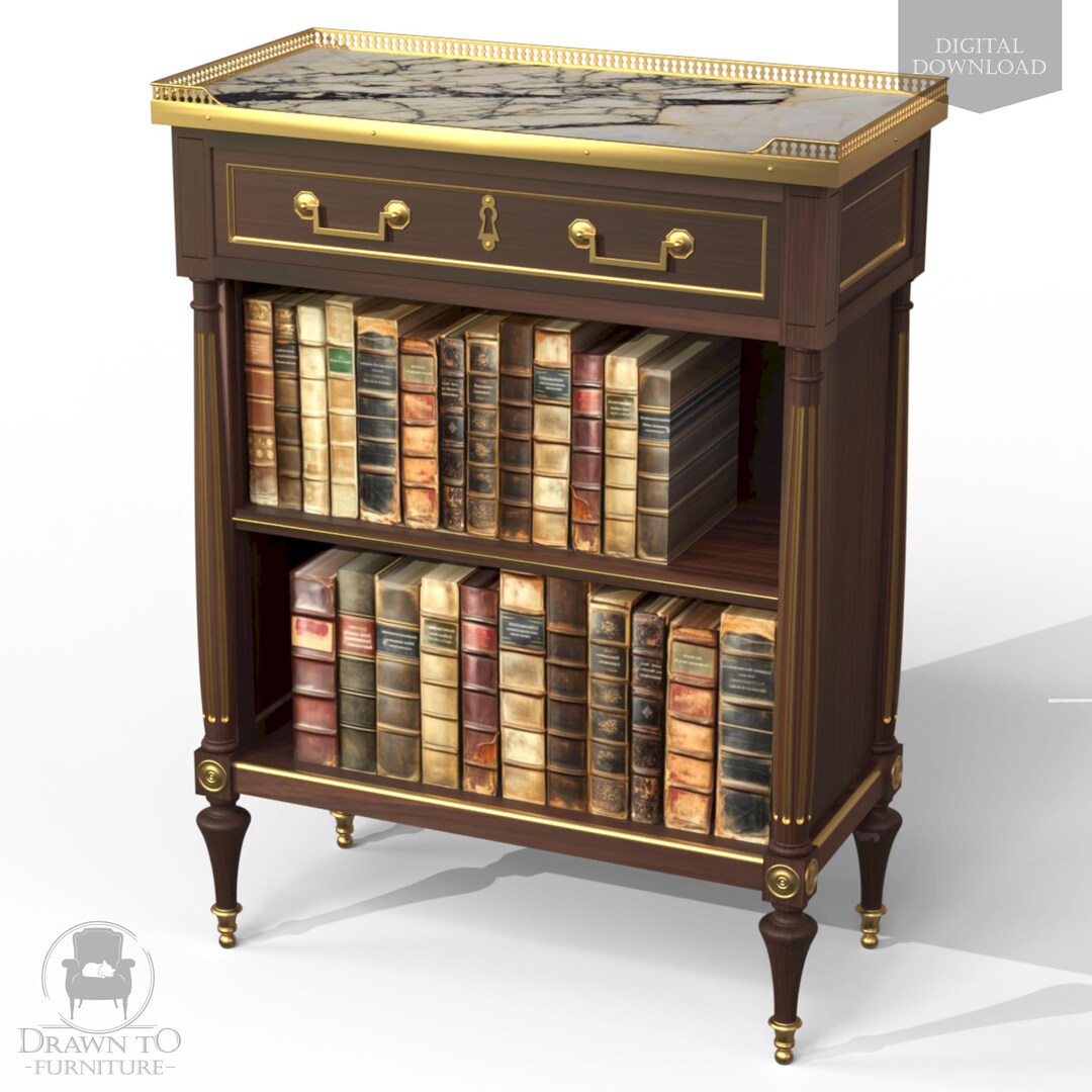 3D Model of a Louis VXI Style Bookcase With Drawer Furniture for ...