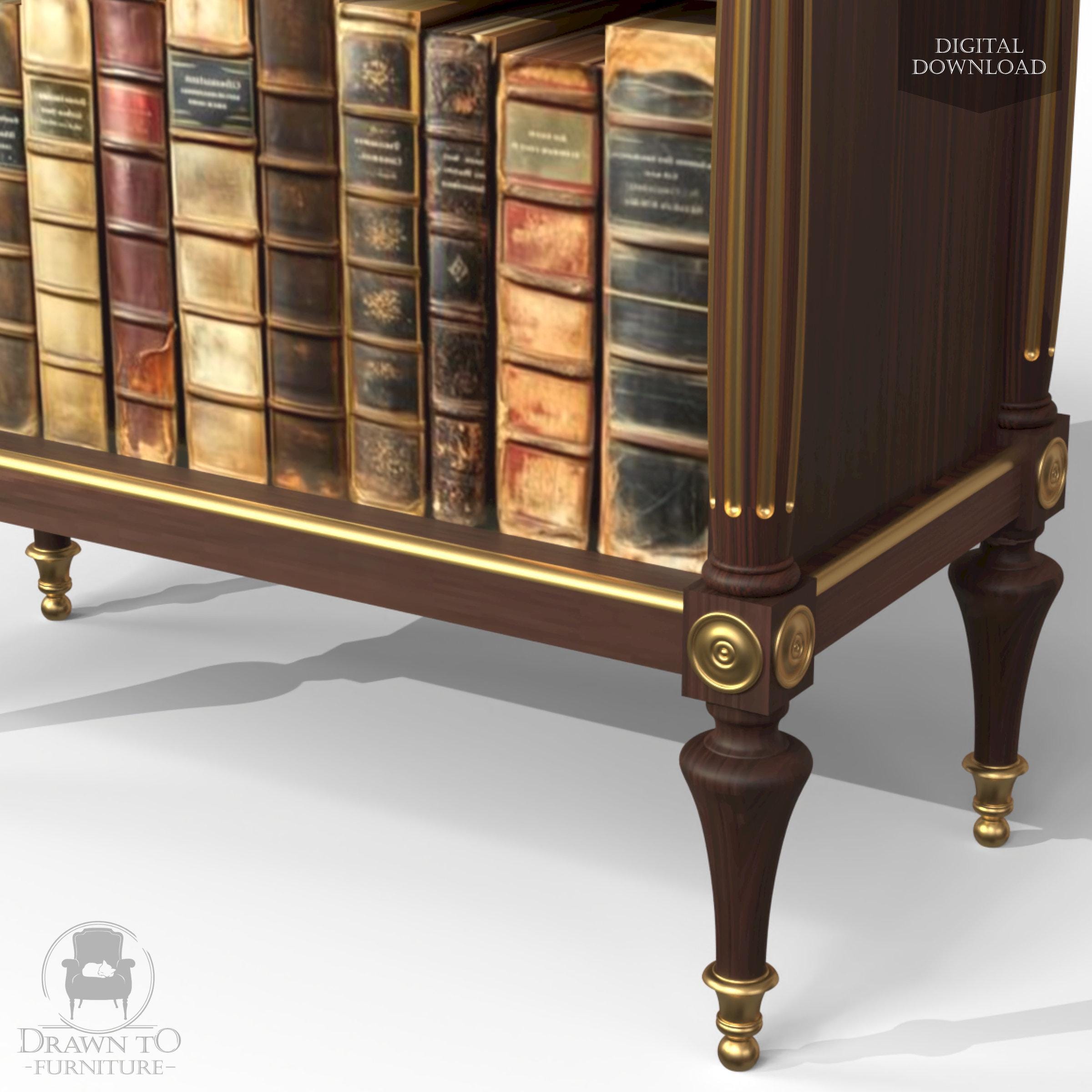 3D Model of a Louis VXI Style Bookcase With Drawer Furniture for ...