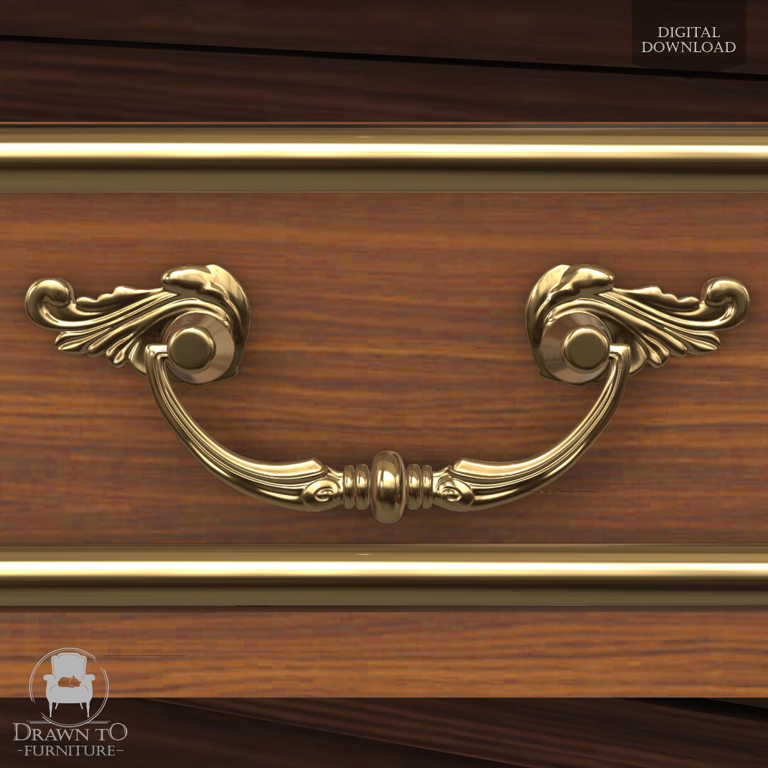 3D Model of a Louis VXI Style Handle for Drawer Furniture or Interior ...