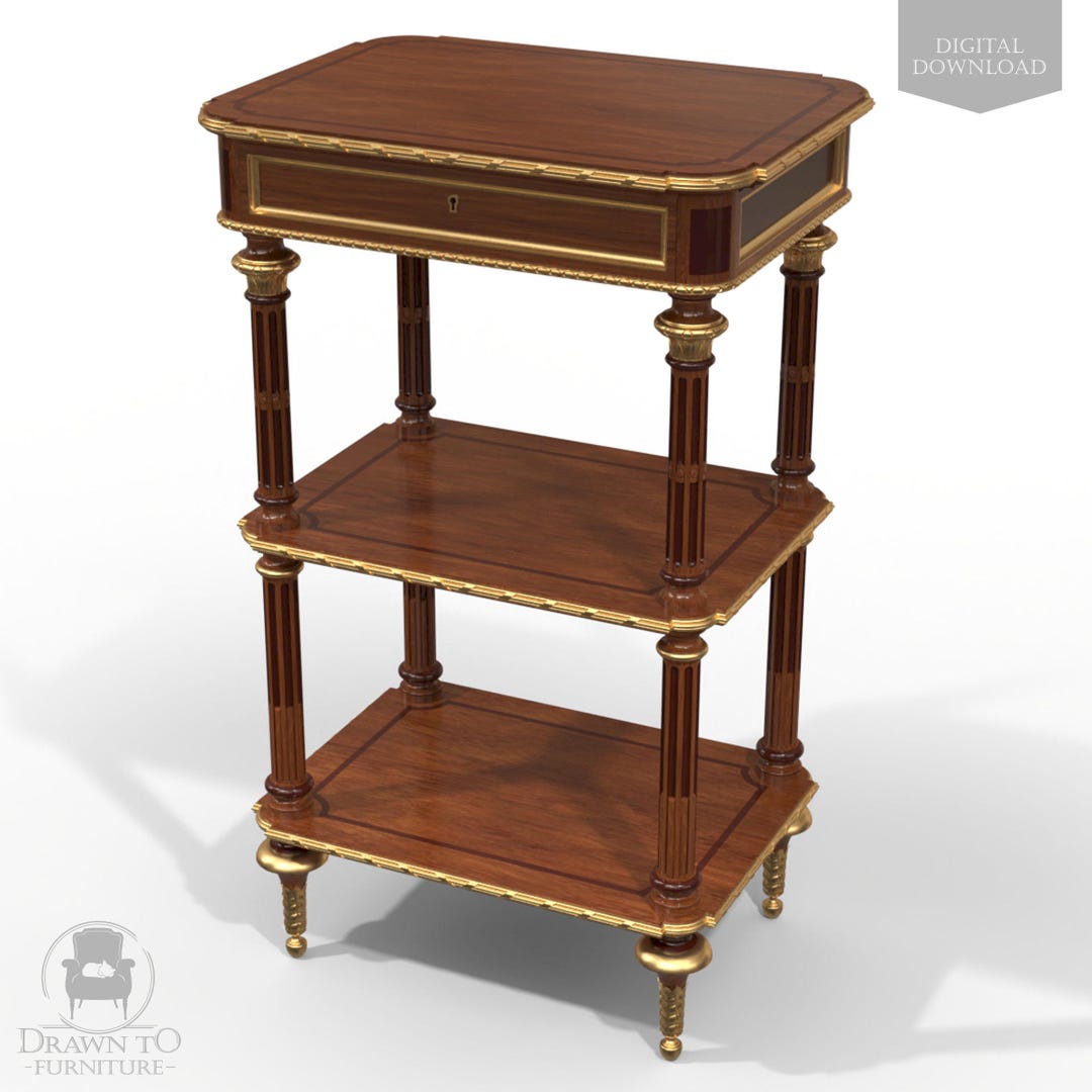 3D Model of a Louis VXI Style Side Table With Drawer Furniture for ...