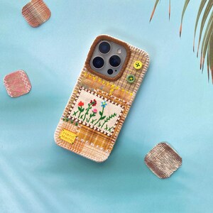 Handmade Embroidery Patchwork Phone Case,fabric Art Phone Case,unique ...