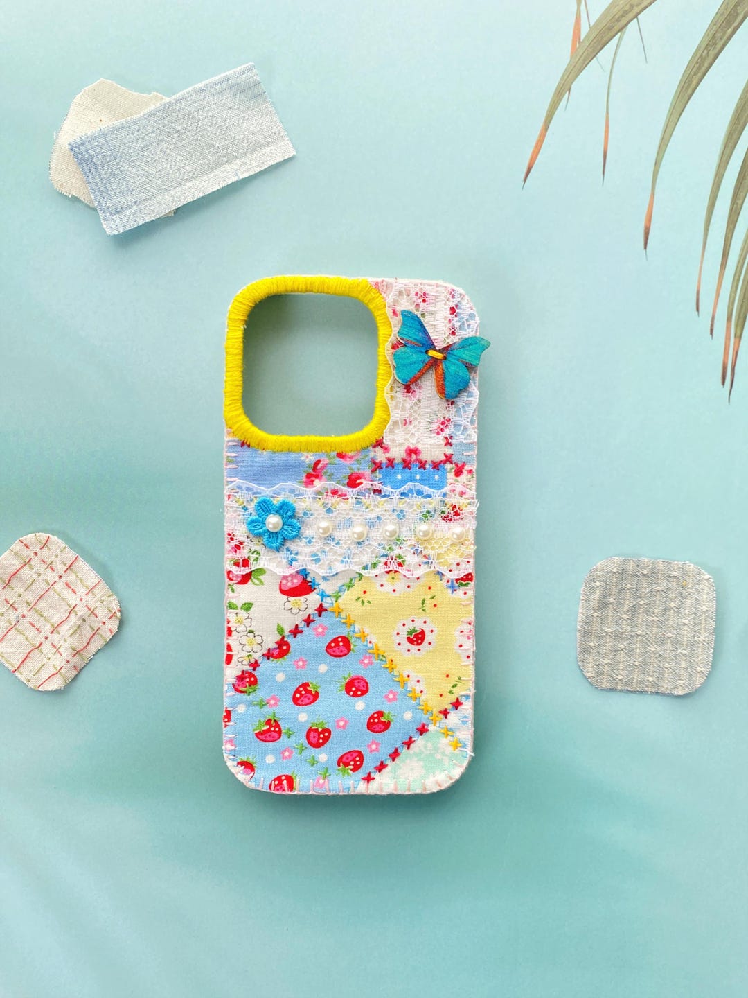 100% Handmade Patchwork Fabric Phone Case,unique Artistic Cover,elegant ...