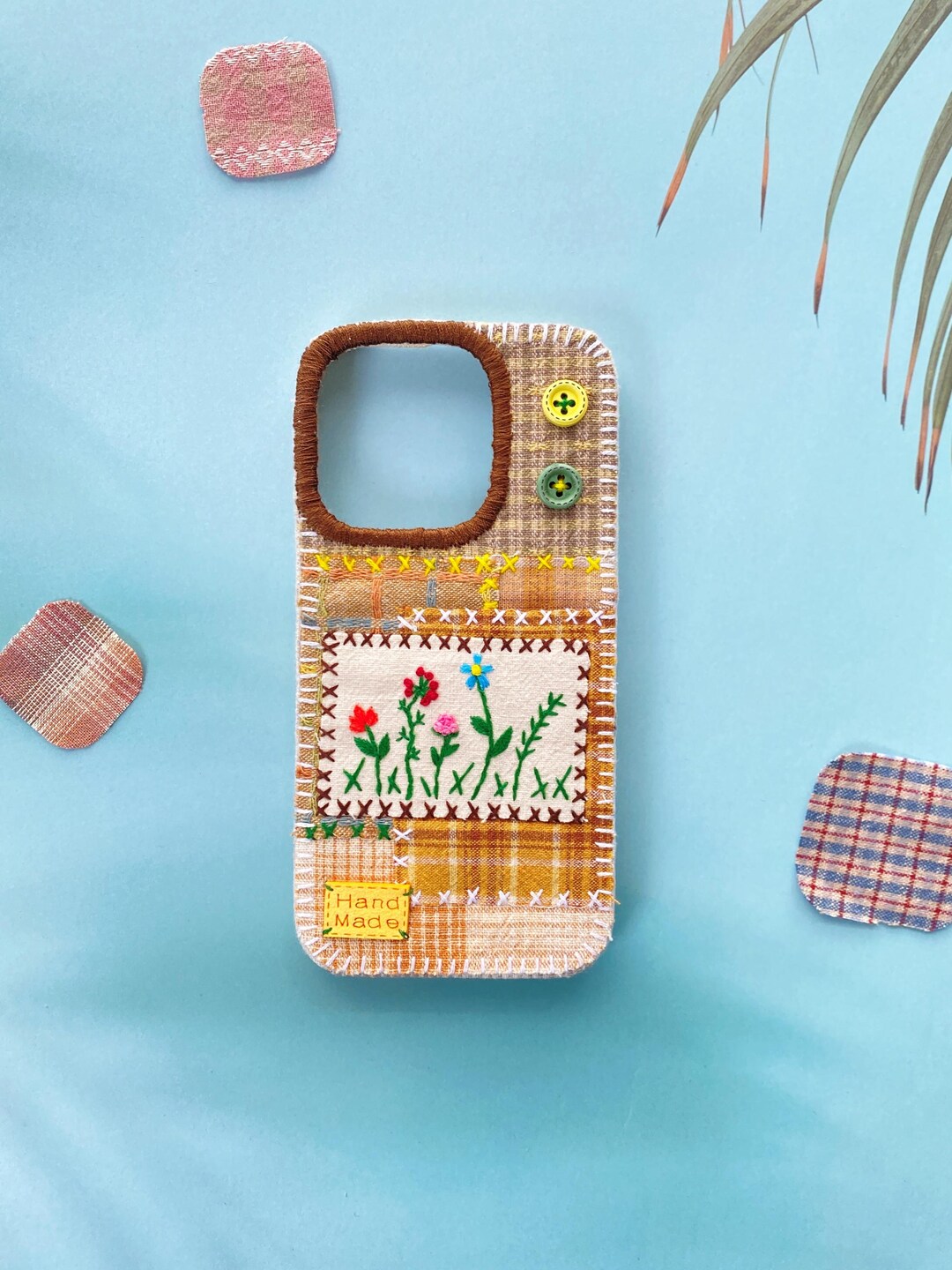 Handmade Embroidery Patchwork Phone Case,fabric Art Phone Case,unique ...