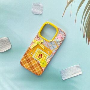 Yellow Vintage Cloth Phone Case,100% Handmade,cute Fabric Patchwork ...