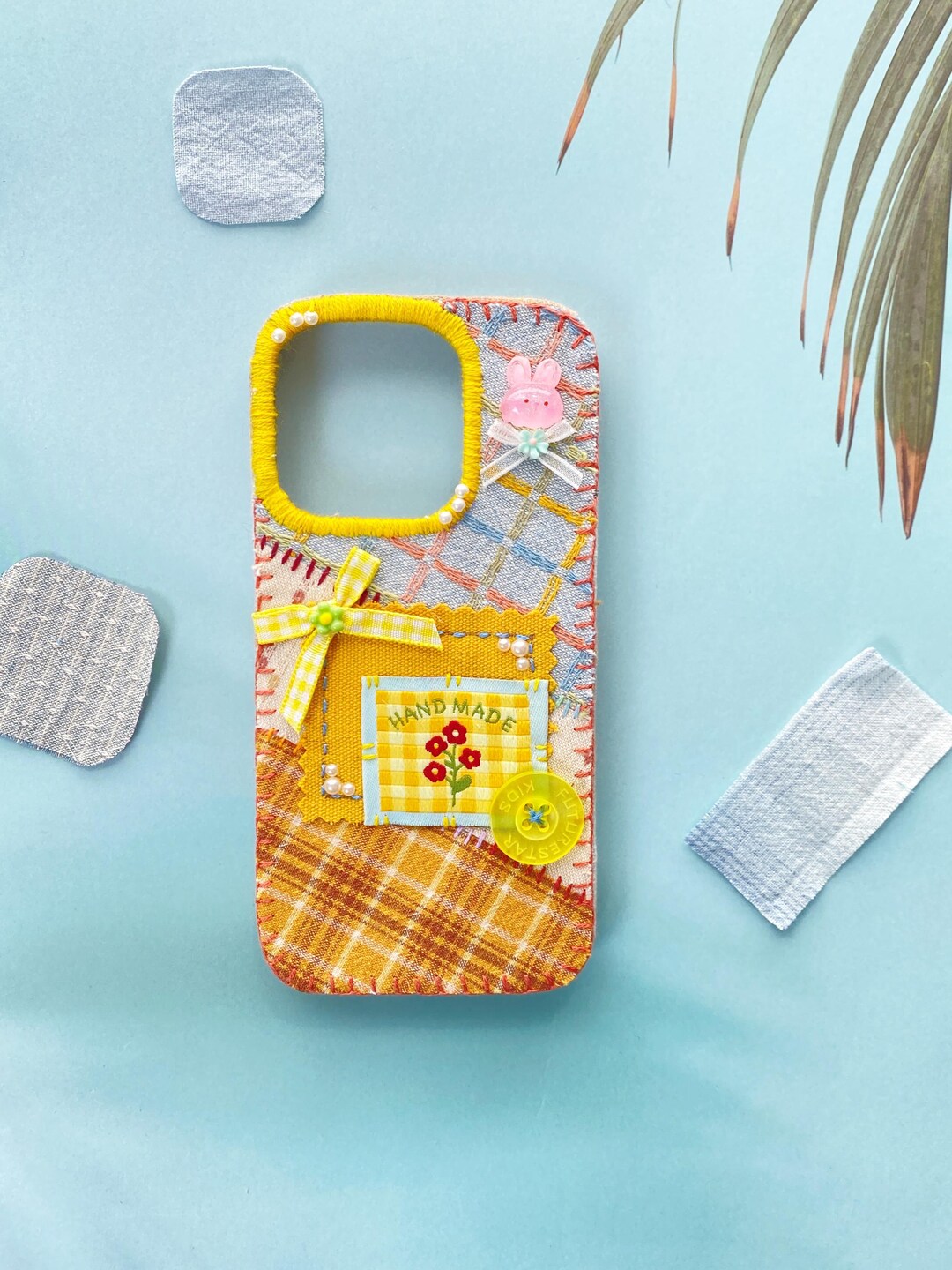 Yellow Vintage Cloth Phone Case,100% Handmade,cute Fabric Patchwork ...