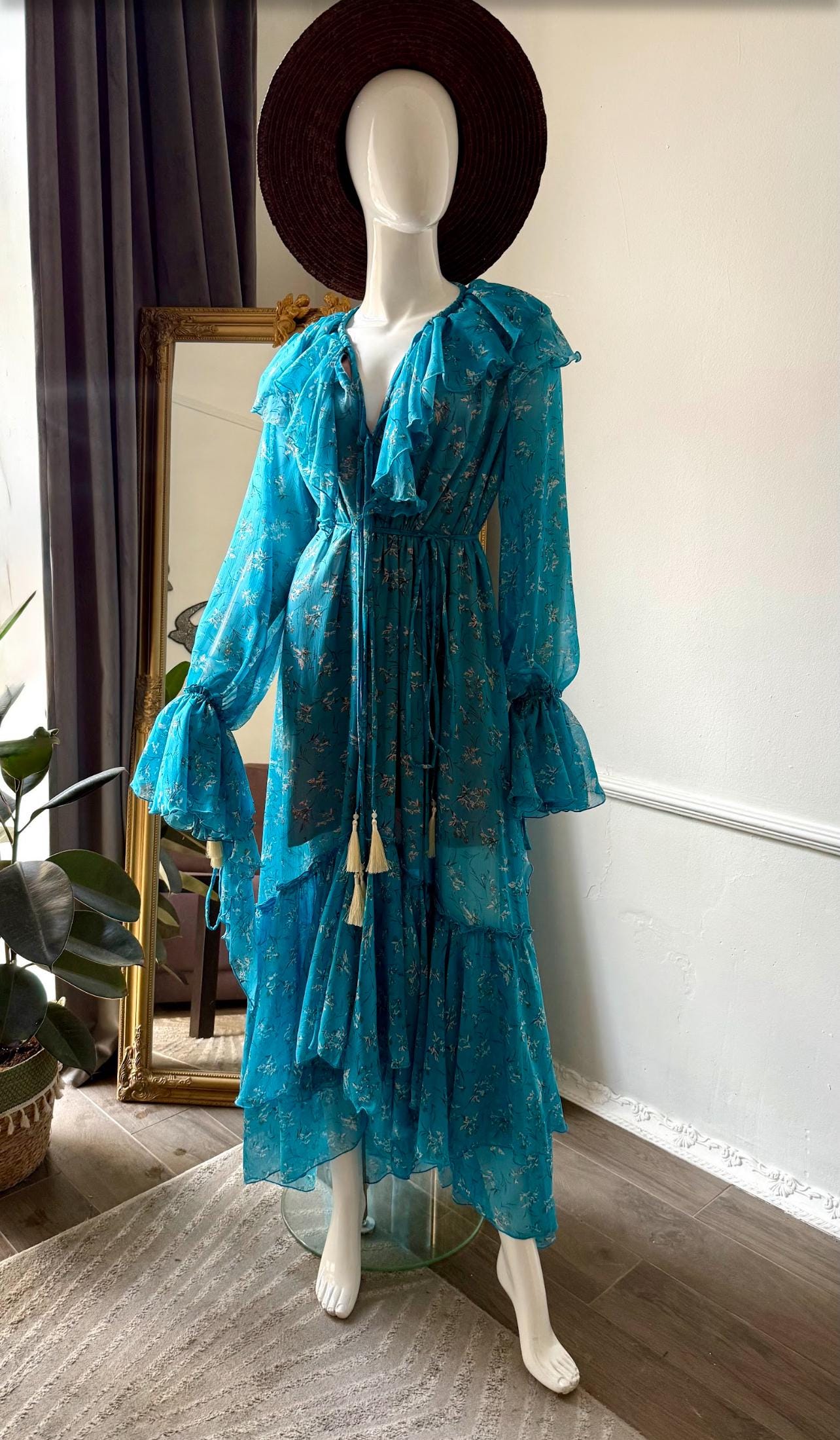 Renaissance Wedding Guest Dress, Fairy Prom Dress, Boho Maxi Dress ...