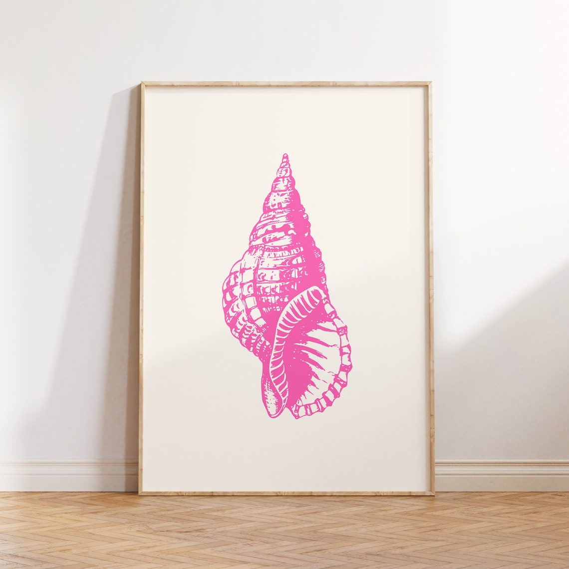 Pink Seashell Coastal Print Wall Art, Beach Digital Art Printable ...