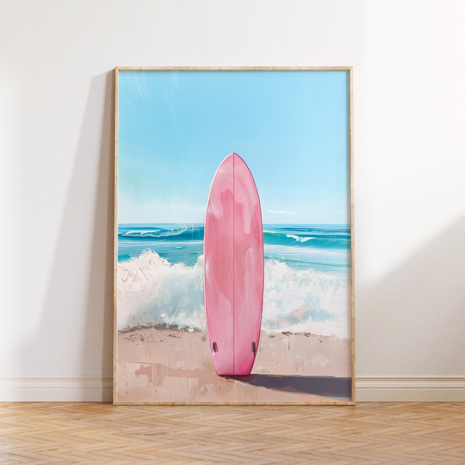 Pink Pastel Surfboard Painting, Surfing Wall Art Print, Trendy Beach ...