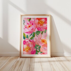 Pink Flowers Print Wall Art, Botanical Poster Printable Wall Art ...