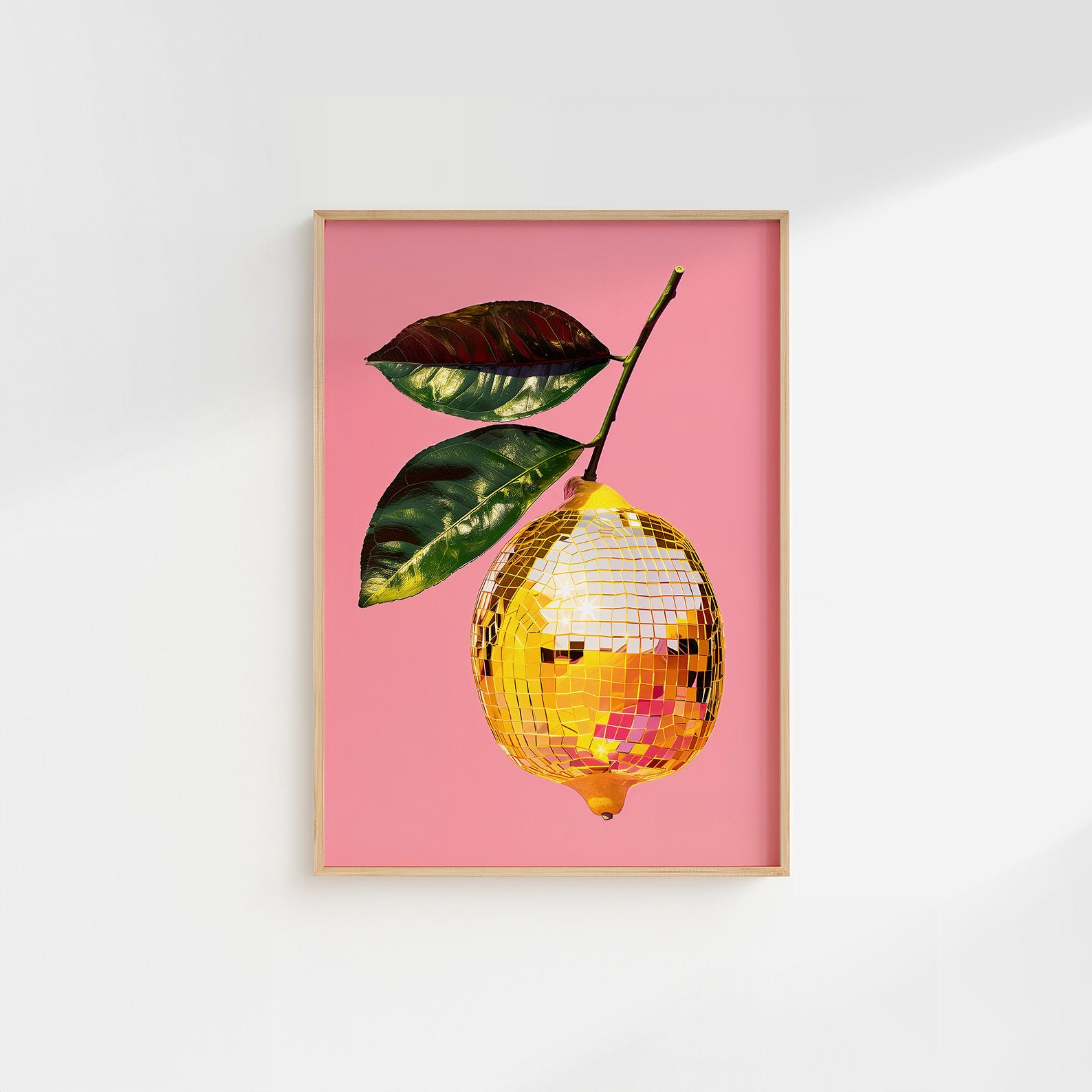 Disco Lemon Pink Wall Art Printable Poster, Preppy Pink Trendy Dorm ...