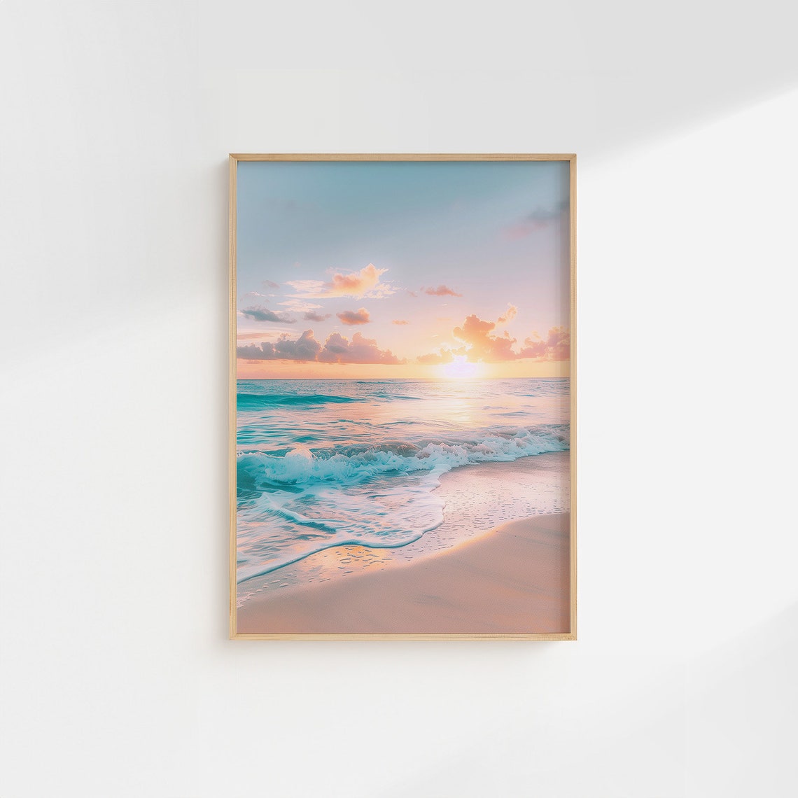 Pastel Sunset at the Beach Print Wall Art, Tropical Coastal Prints ...
