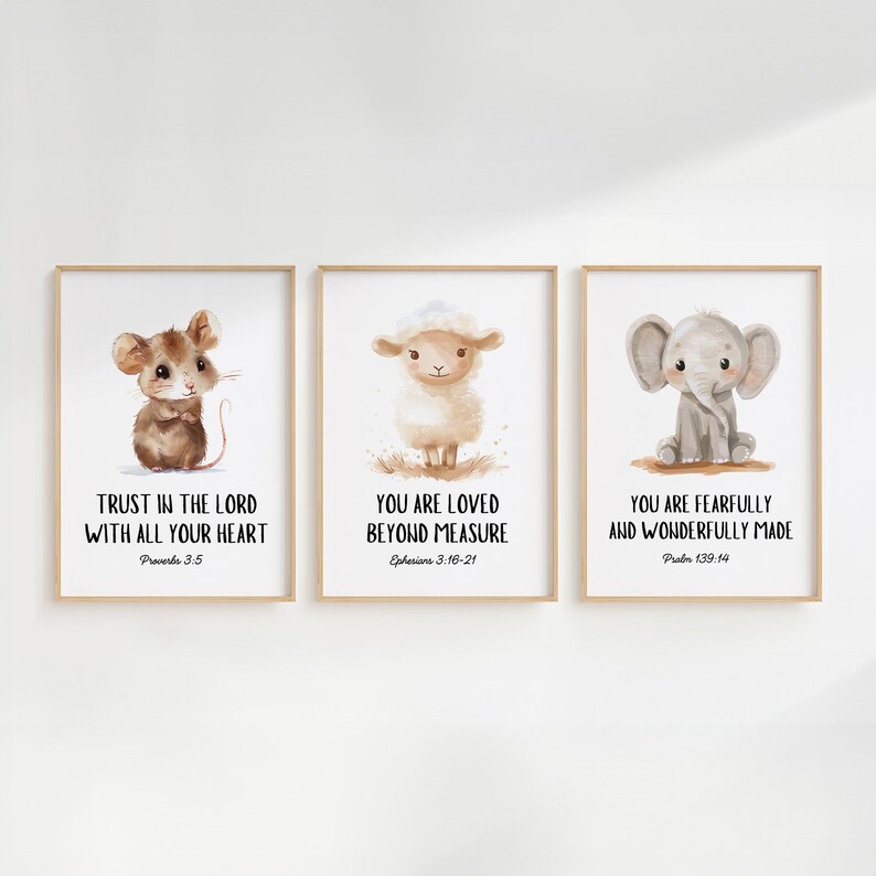 Christian Nursery Set of 3 Prints, Nursery Gallery Wall Art, Nursery ...