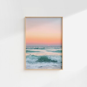 Beautiful Pastel Sunset Ocean Print Wall Art, Tropical Coastal Prints ...