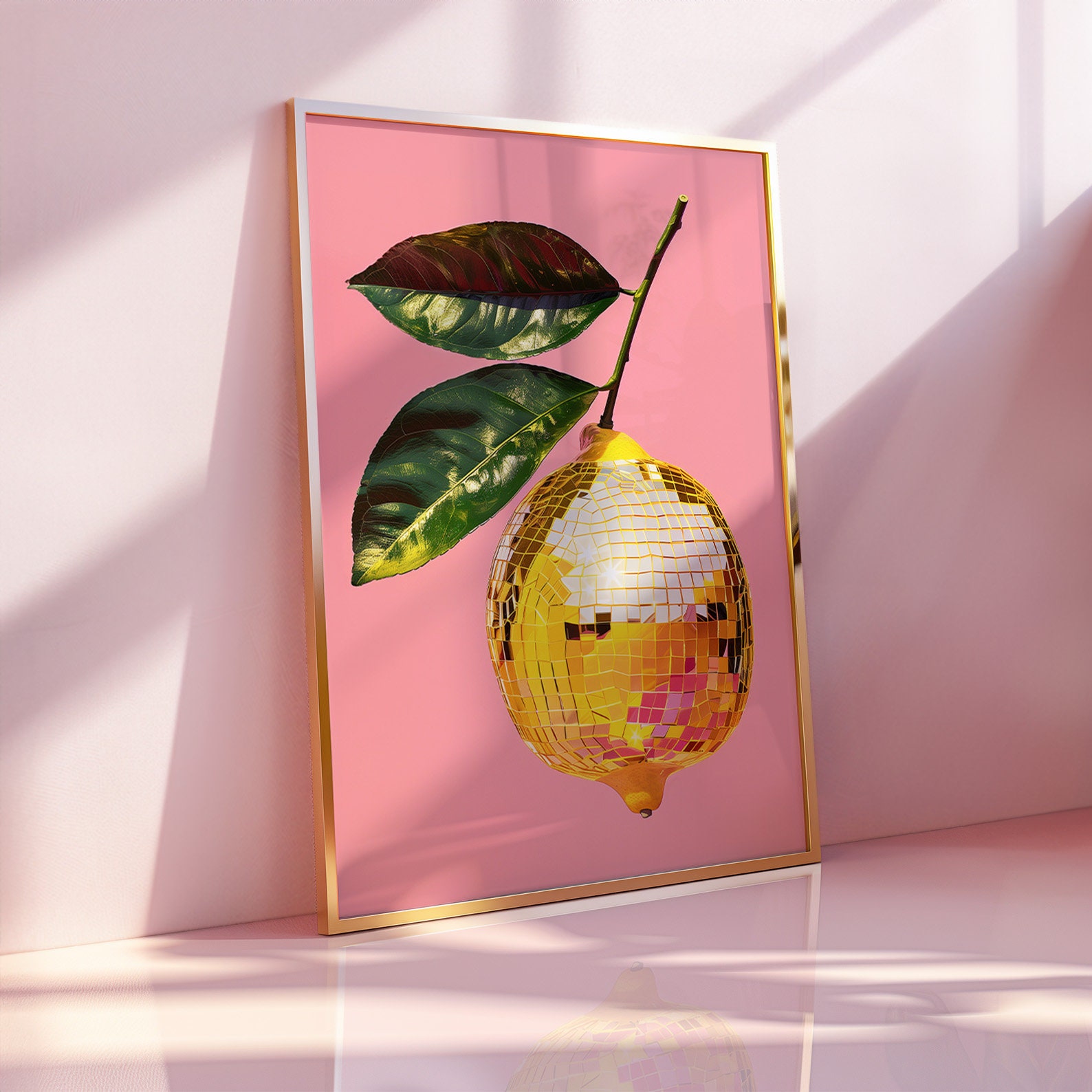 Disco Lemon Pink Wall Art Printable Poster, Preppy Pink Trendy Dorm ...